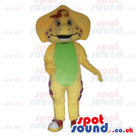 Cute Yellow Dinosaur Plush SPOTSOUND Mascot With A Flashy Green Belly ...