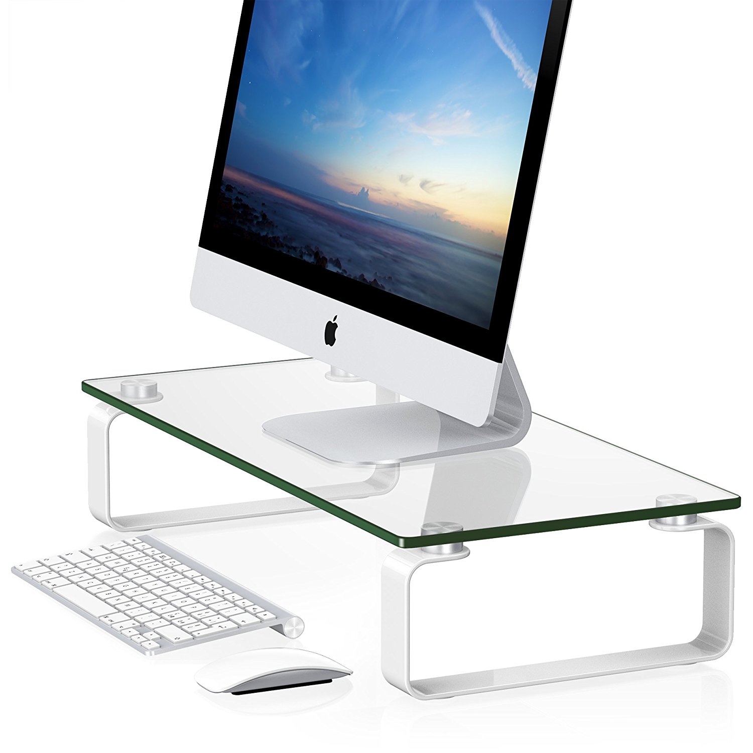 Fitueyes Computer Monitor Riser Desktop stand with keybroad storage ...