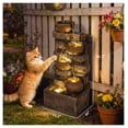 28" Outdoor Fountain 5-Tier Rustic Jug Waterfall with LED Lights ...