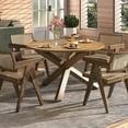 Costway 47" Round Dining Table with Solid Acacia Wood Legs for 4-6 ...