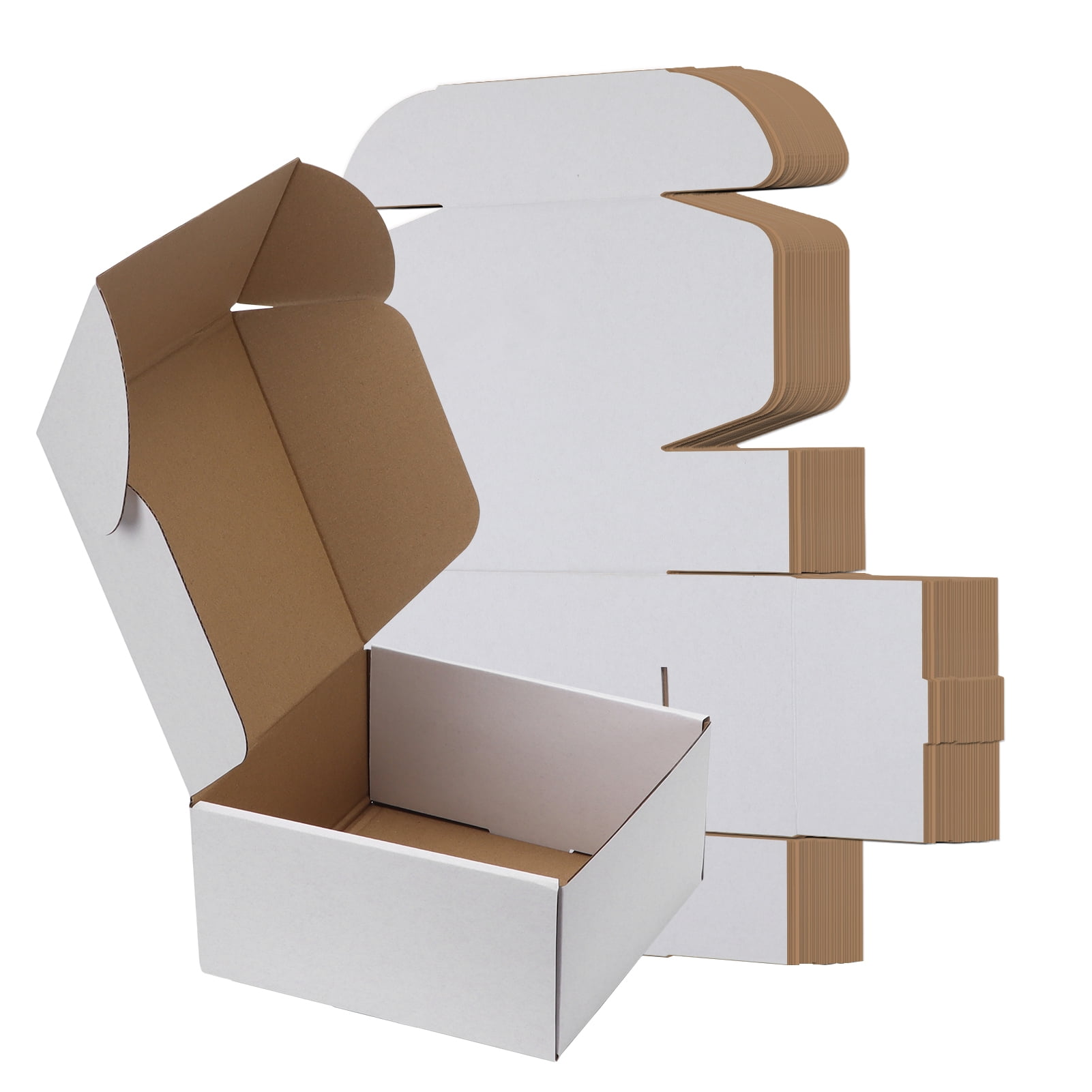 8"x8"x4" White Shipping Boxes Set of 25, Small Corrugated Cardboard ...