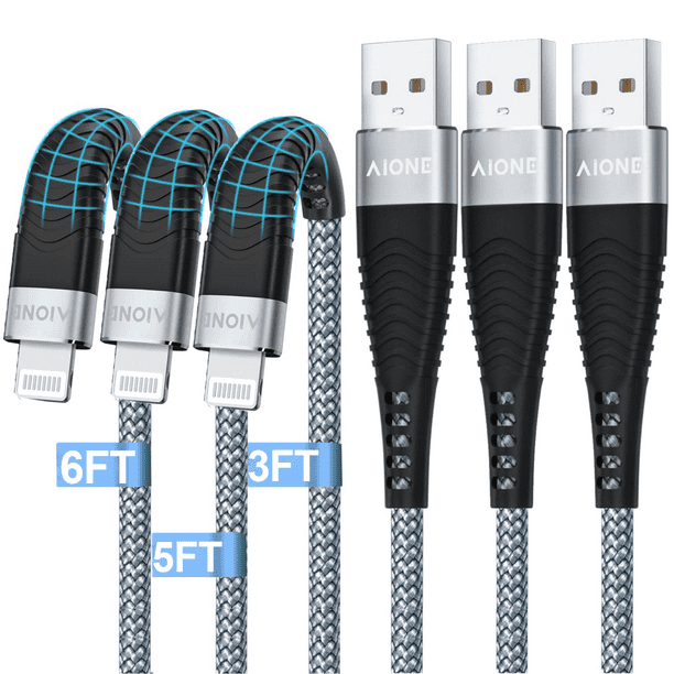 iPhone Charger Cord, [MFi Certified] 3Pack 3FT 5FT 6FT USB Lightning ...