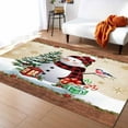 Christmas Area Rug 4x6ft Xmas Snowman Pine Tree Snowflakes Wood Grain ...