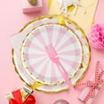 96PCS Pink Party Paper Plates with Gold Scalloped Edge, Pink Scalloped ...