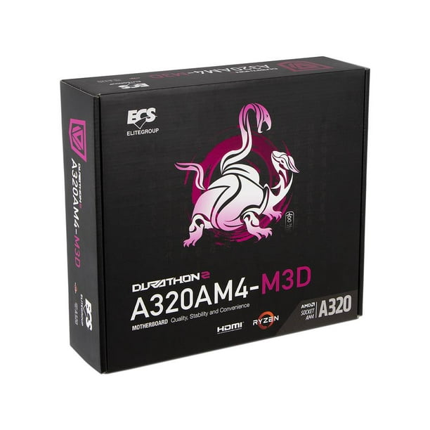 T. Madre ECS A320AM4-M3D, Chipset AMD A320,Soporta: AMD Ryzen 1ra ECS ...