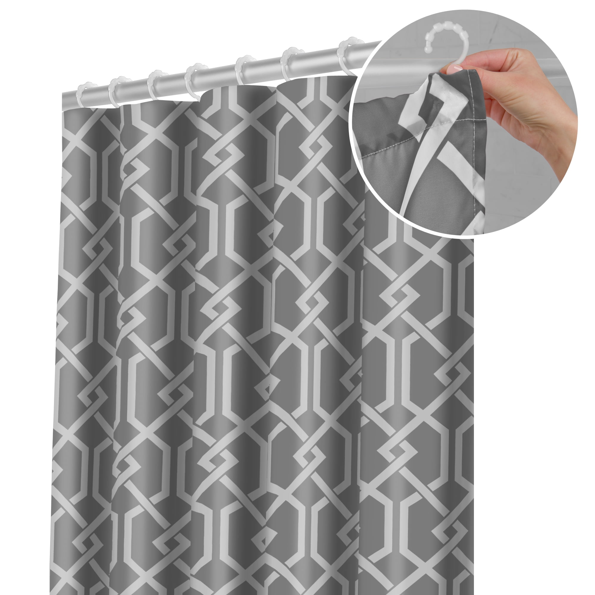 Maytex Smart Curtain Celtic Fabric Shower Curtain with Attached Roller ...