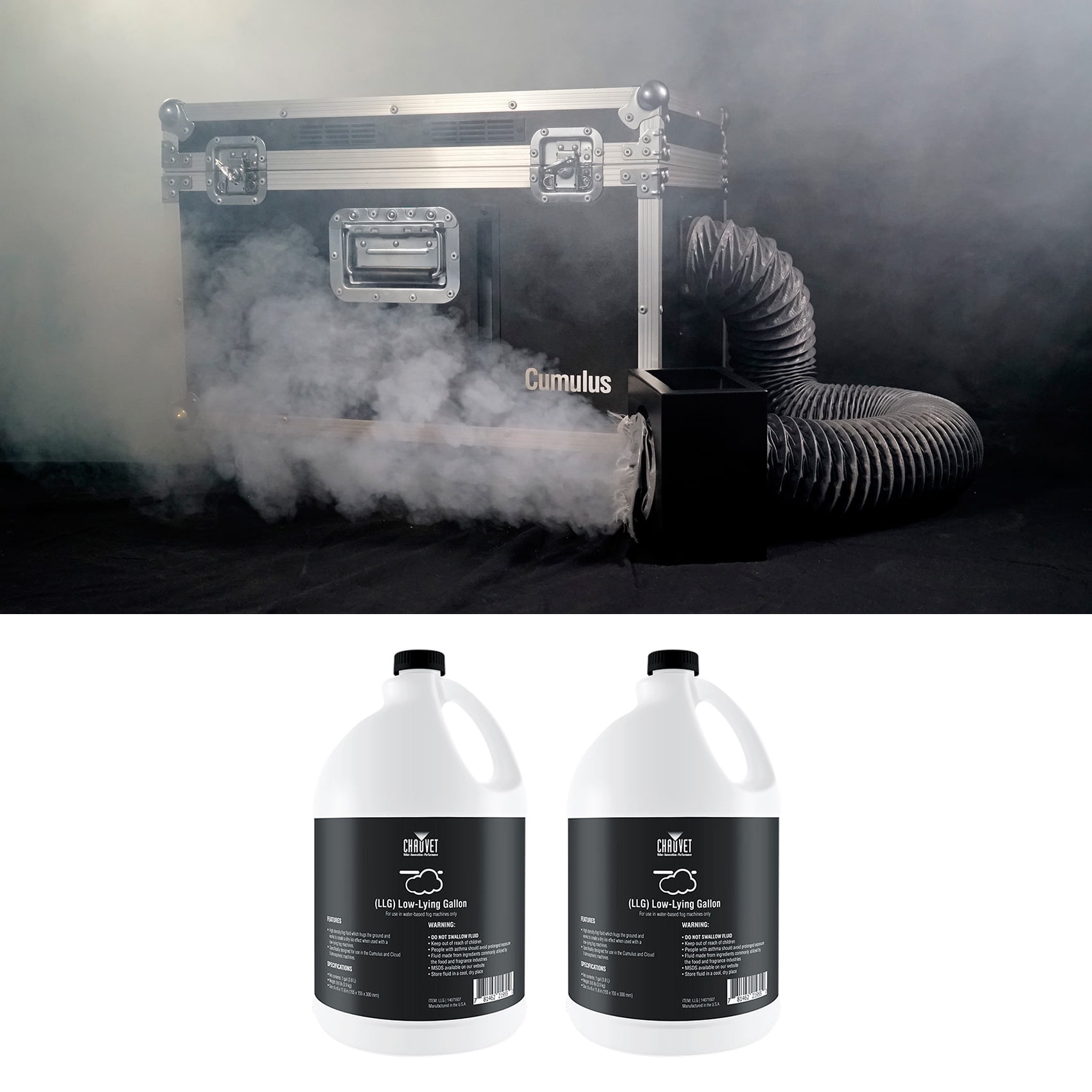 Chauvet DJ CUMULUS Commercial Fog Machine Pro DMX Fogger+Case+(2 ...