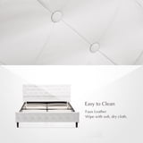 Bed Frame Metal Mecor Button Tufted Upholstered Platform Queen Size ...