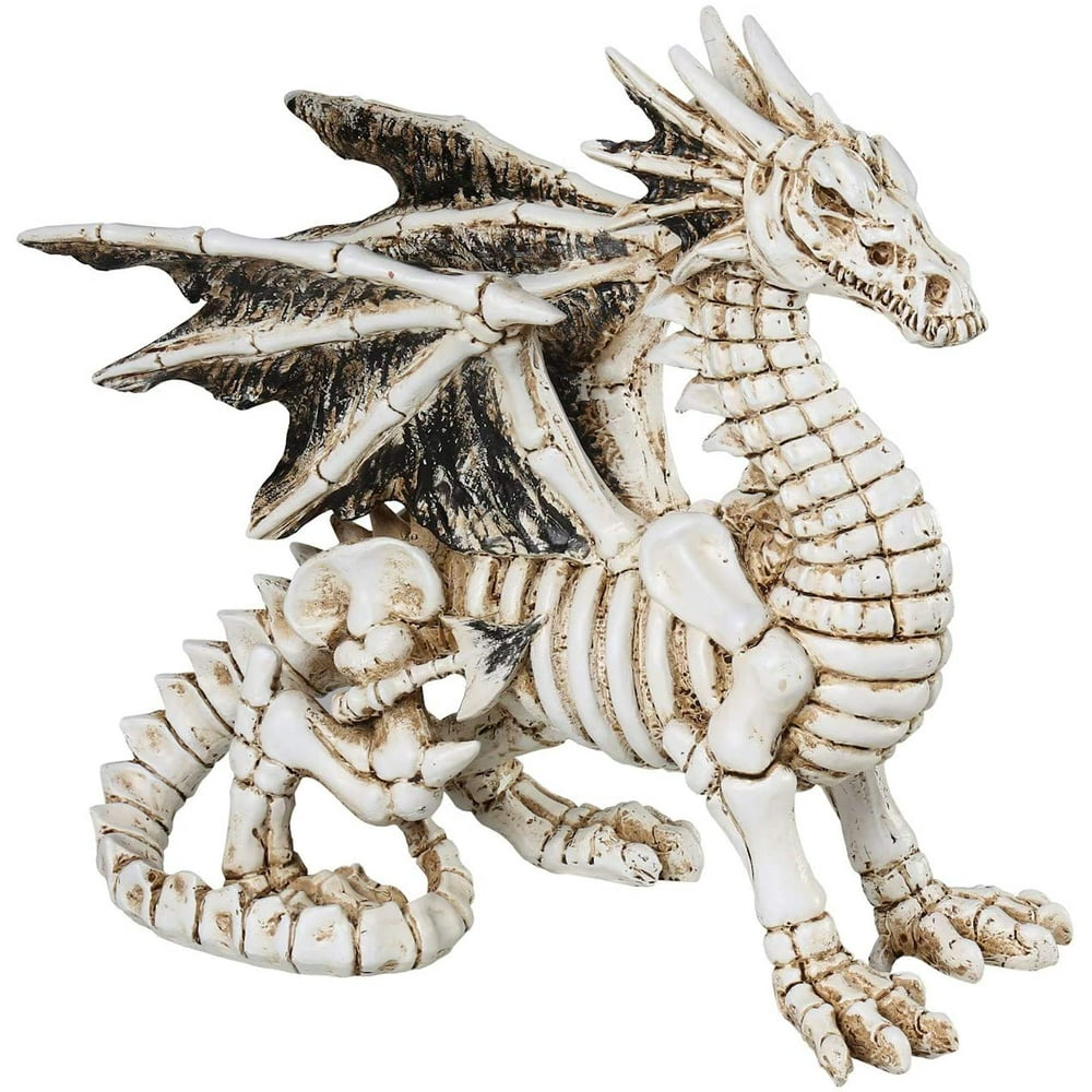 Skeleton Winged Dragon Garden Decorative Accent Sculpture Bone Finish ...