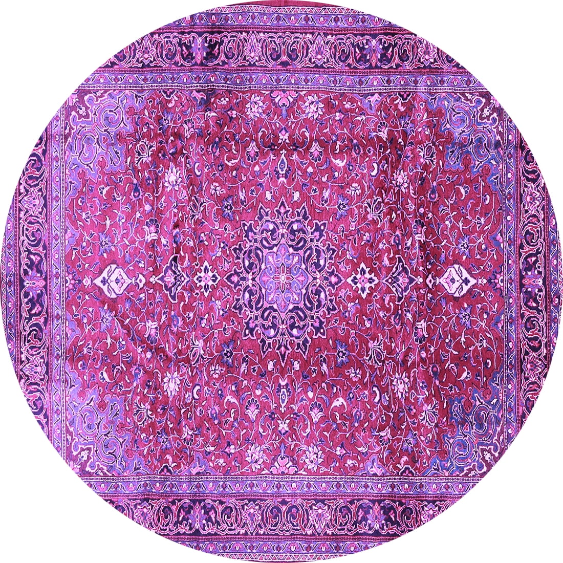 Ahgly Company Indoor Round Persian Purple Traditional Area Rugs, 8 ...