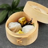 BambooMN 3 inch Mini Bamboo Food Steaming Dim Sum Dumpling Steamer ...