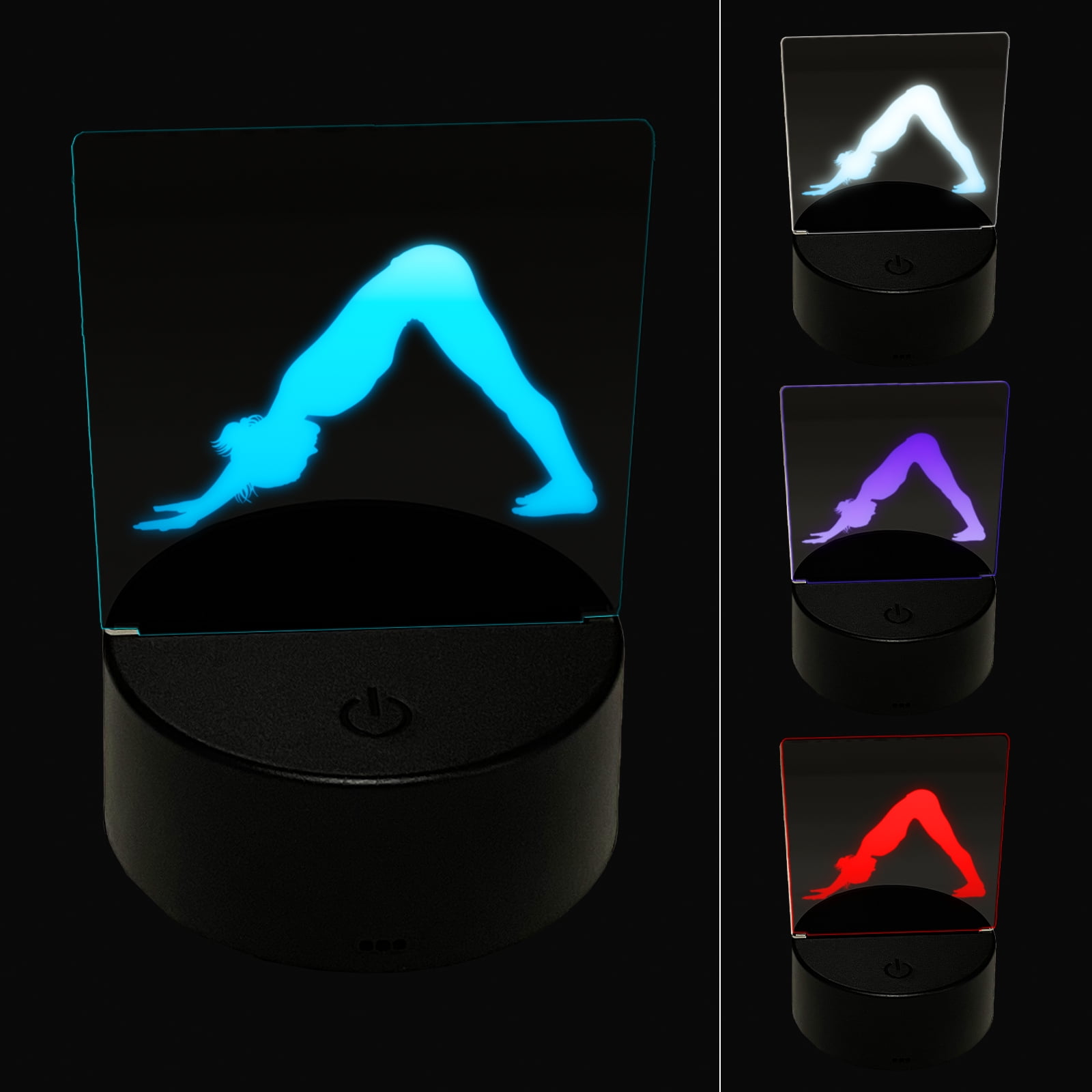 Yoga Downward Facing Dog Pose LED Night Light Sign 3D Illusion Desk ...