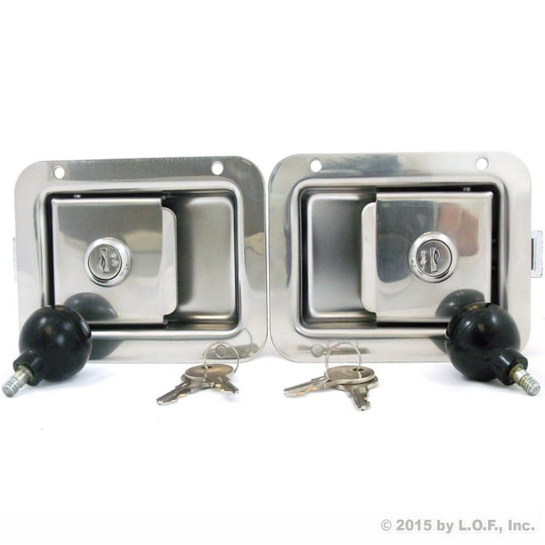 Pair Junior Size Flush Mount Paddle Handle Stainless Steel Locking Door ...