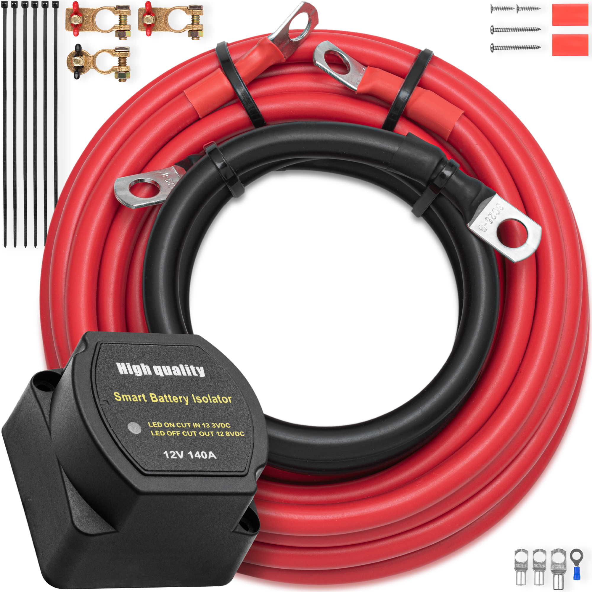 Dual Battery Charger Isolator Kit 12V 140 Amp VSR Voltage Sensitive ...