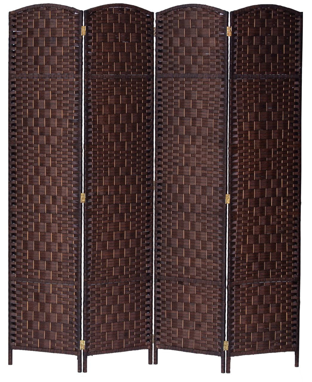 Legacy Decor 4 Panel Diamond Weave Fiber Room Divider, Brown Color ...