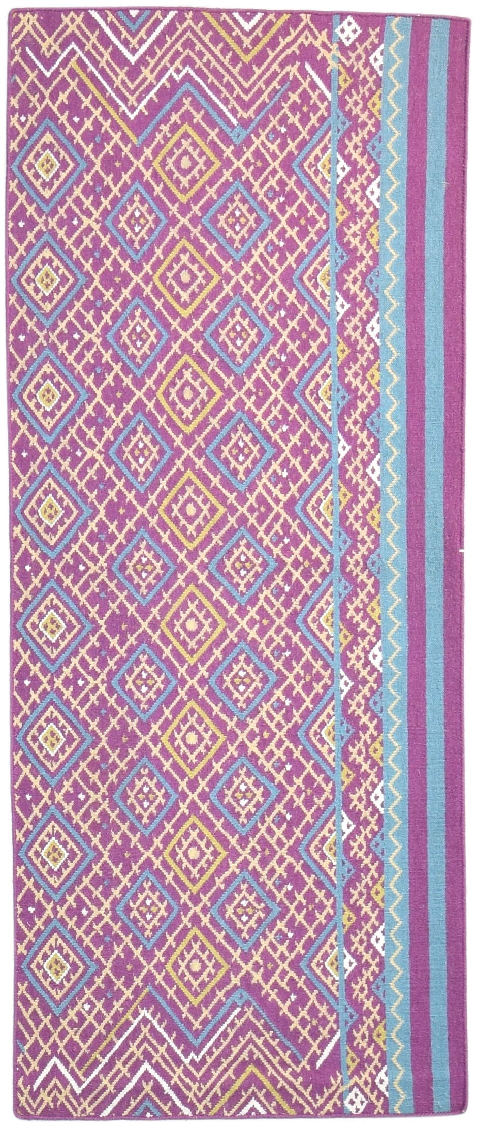 Purple Wool Rug 3' X 3' Persian Dhurrie Bokhara Oriental Small Carpet ...