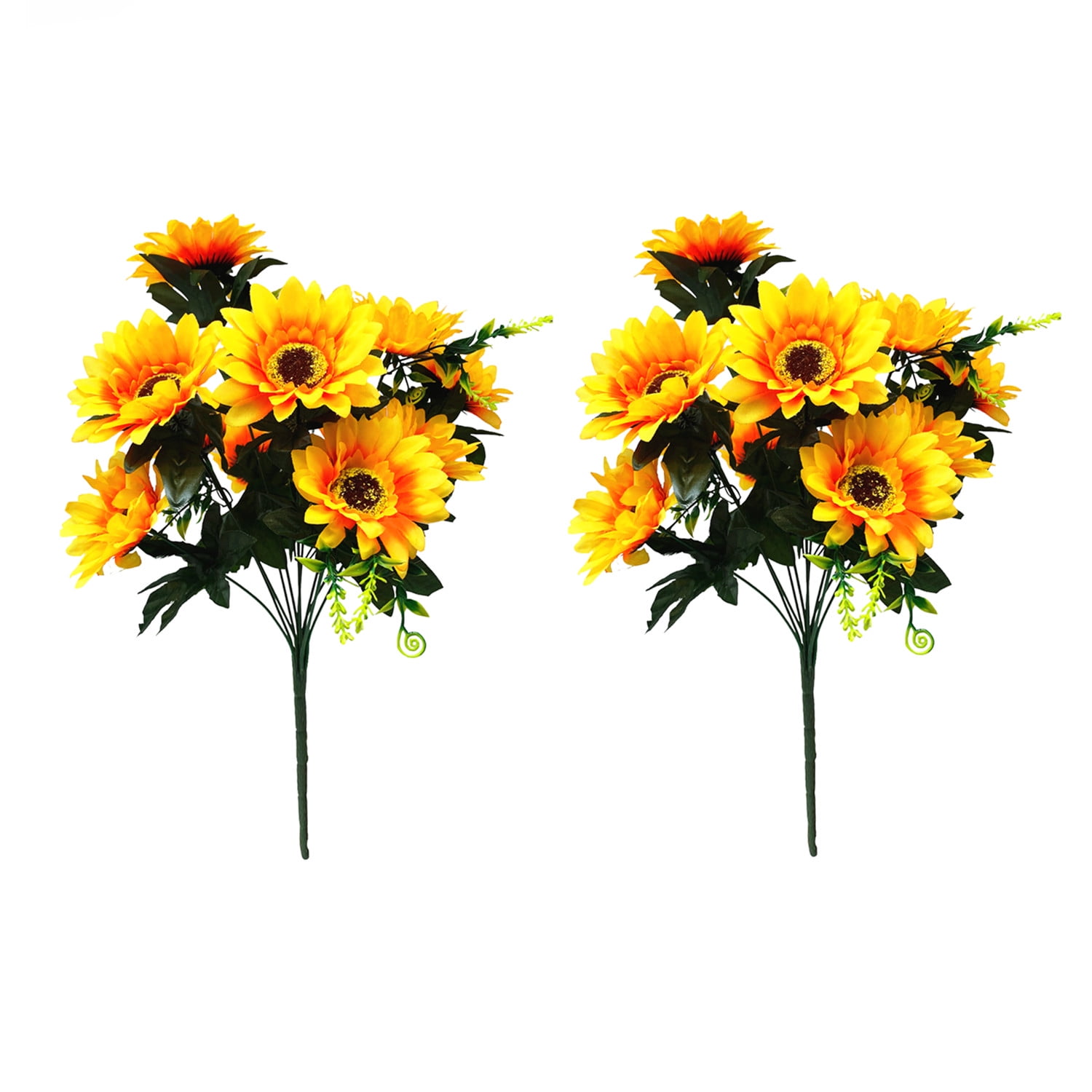 2 Pcs of Artificial Sunflower with Stem, Lifelike Bouquet, Fake Silk ...