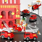 8 Pcs Fire Rescue Toy Set for Kids 3-5, Fire Truck, Ladder Truck ...