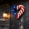 4th of July Wreath USA Flag Heart Foam for Front Door, Red White Blue ...