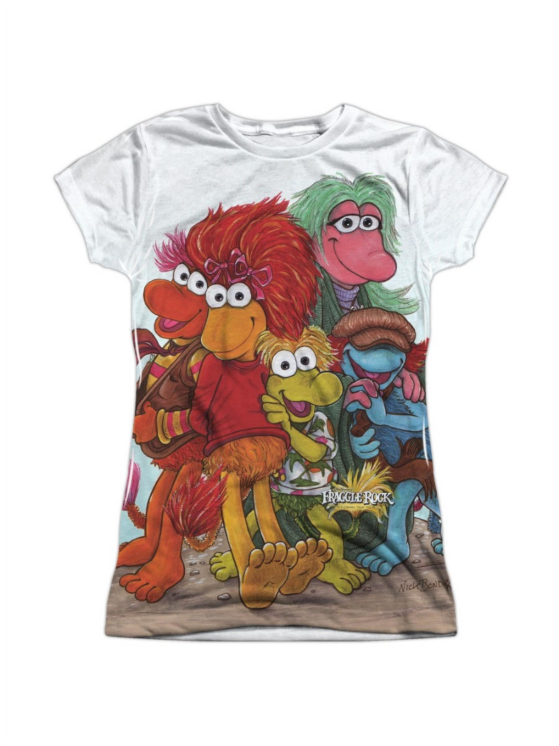 Fraggle Rock Classic TV Show Fraggle Big Group Hug Juniors Front Print ...