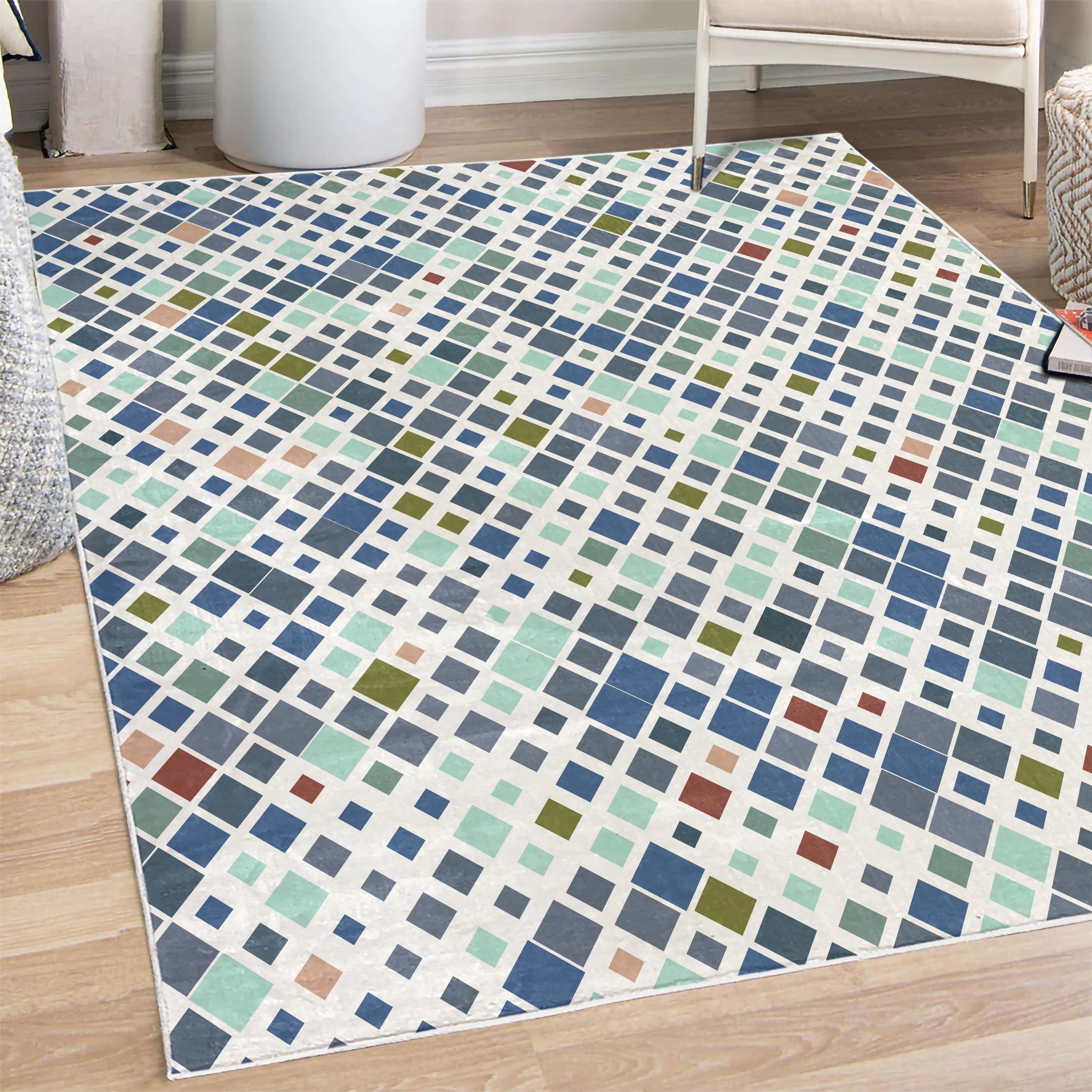 Ethnic Decorative Rug, Retro Mosaic Creative Pattern Square Rhythm ...