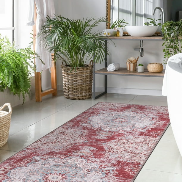 CAMILSON Machine Washable Rug, Distressed Vintage Area Rugs, Stain and ...