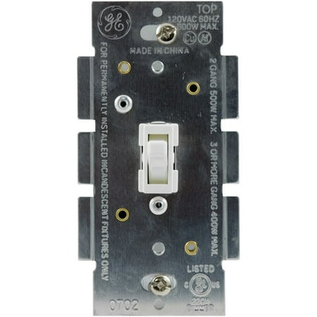 GE Light Switch Dimmer, Single Pole Toggle Dimmer, On/Off Dimmable Wall ...