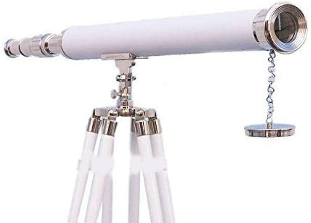 Floor Standing Chrome with White Leather Harbor Master Telescope 55 ...