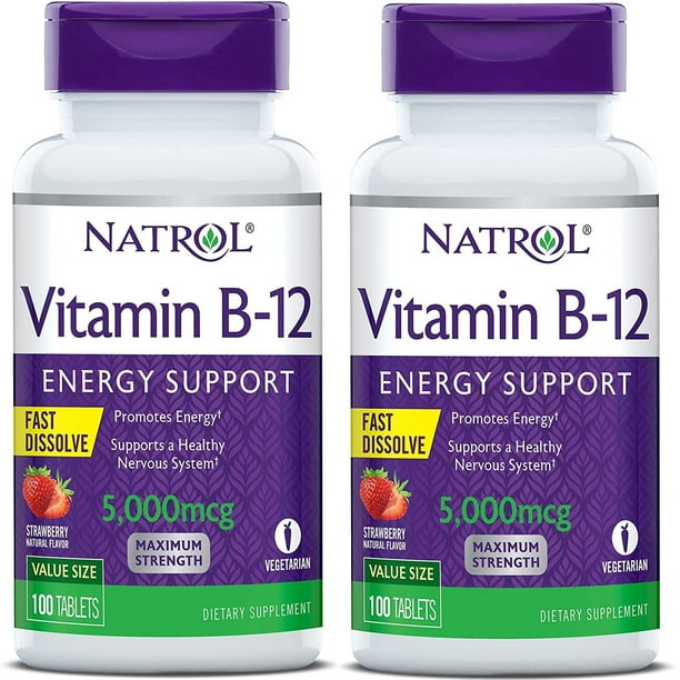 Suplemento Natrol de vitamina B12 de 5000 mcg de disolución rápida, 100 comprimidos | Walmart en ...