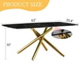 63"x35.4" Luxurious Black Marble-Patterned Tempered Glass Dining Table ...