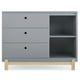 Delta Children Poppy 3 Drawer Dresser with Cubbies, Grey/Natural ...