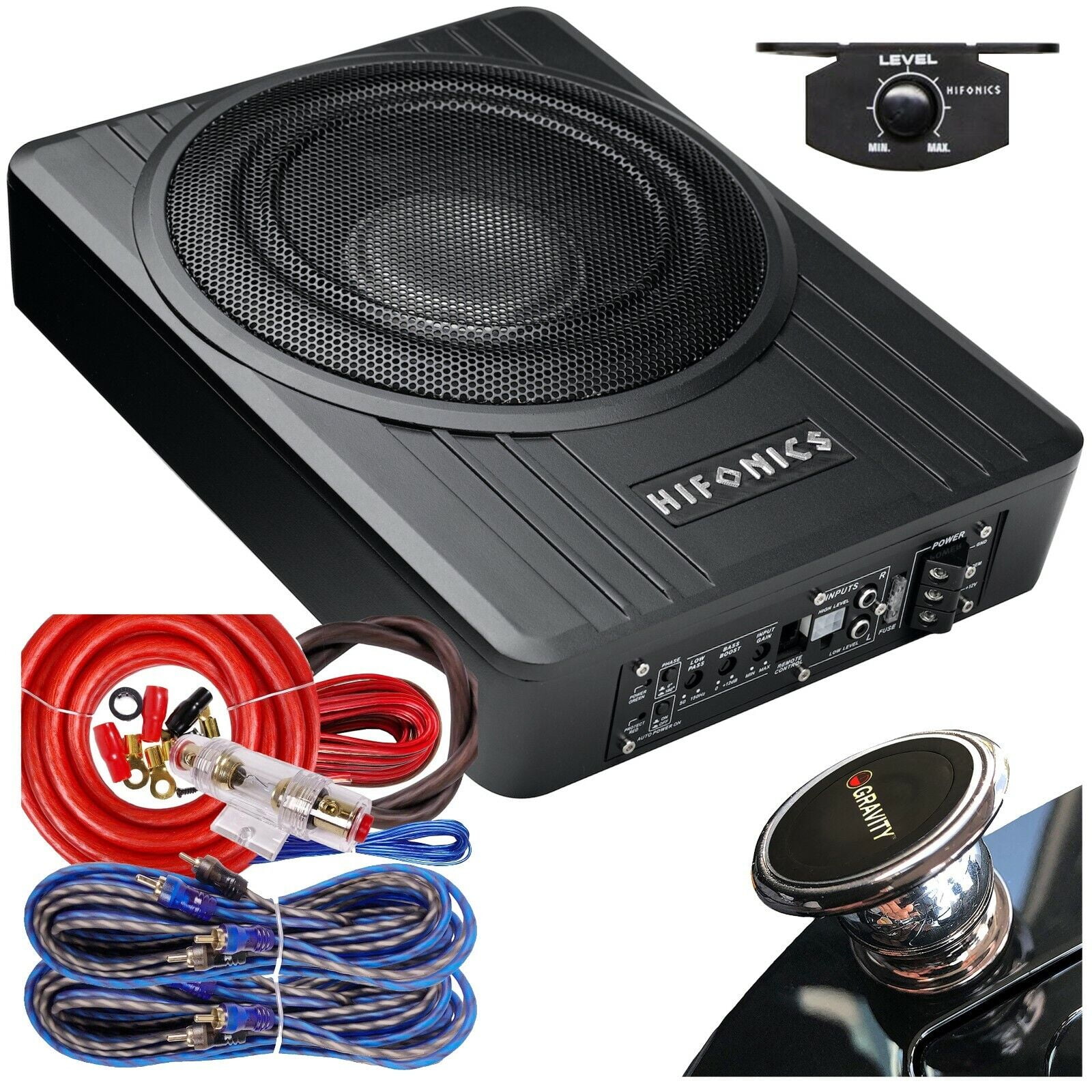 Hifonics BW-110A 800W 10" Under Seat Powered Subwoofer Active with 4 GA ...