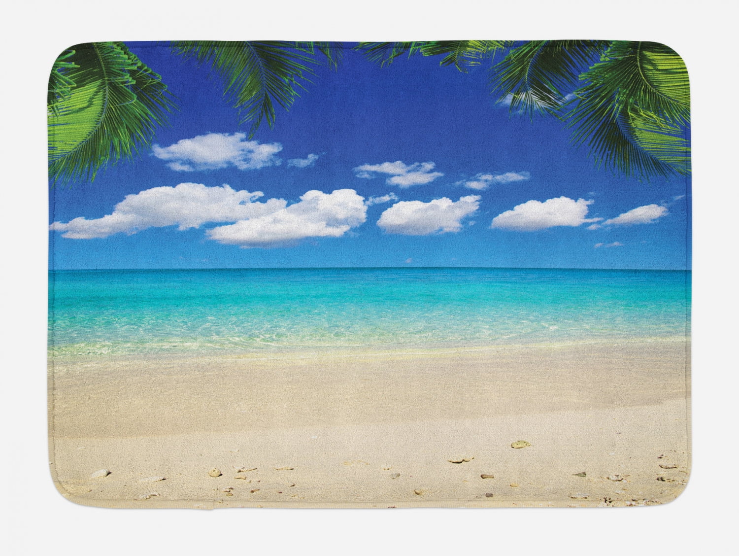 Travel Bath Mat, Sunny Island View Vacation Clear Sky Scenic Summer ...