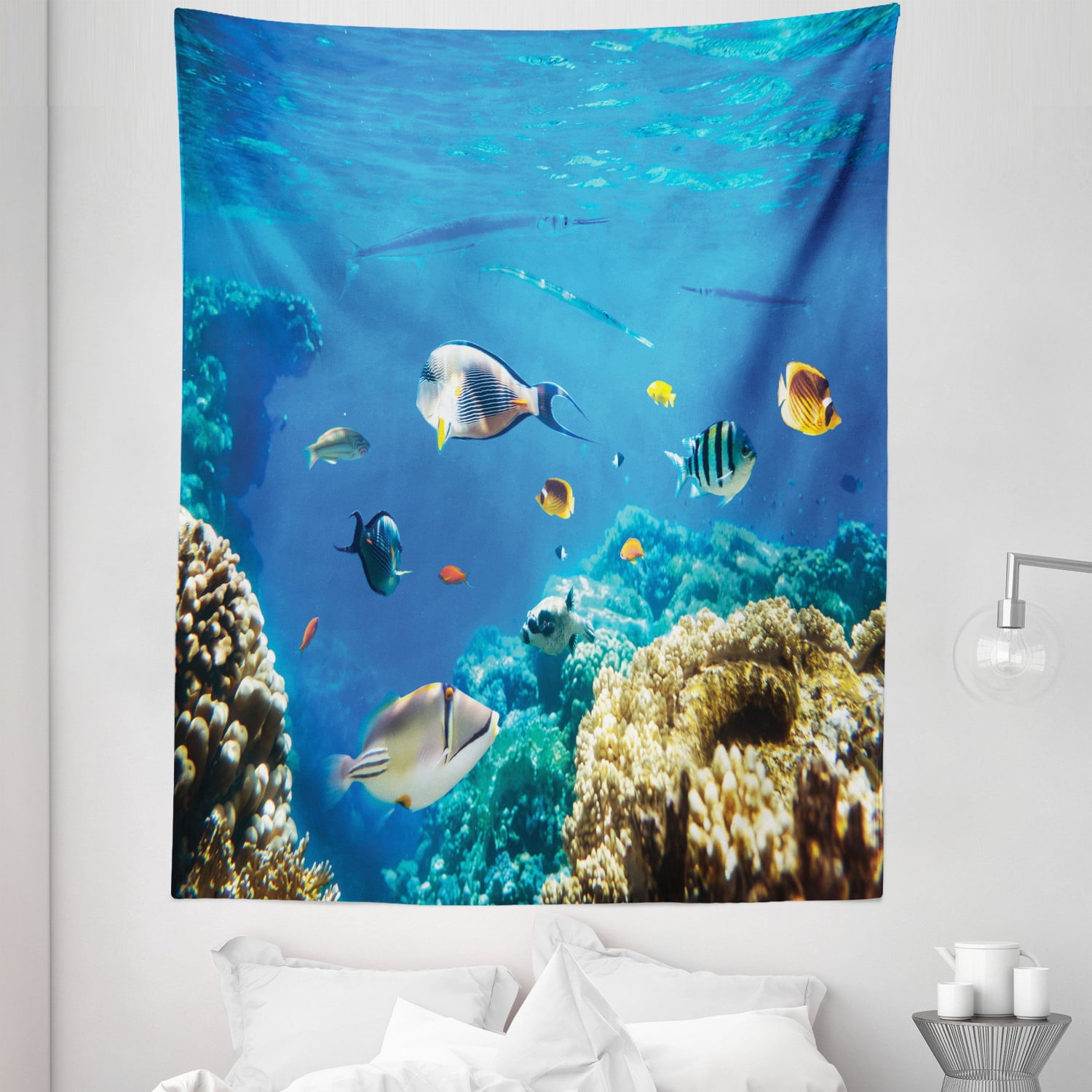 Underwater Tapestry, Tropical Ocean Coral Reef Living Swimming Fishes ...