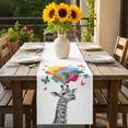 Abstract Giraffes Cotton Linen Table Runner Colored Heart Paint Red ...