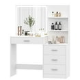 Rovaurx Vanity Makeup Table With Lights Mirror 4 Drawers And Storage