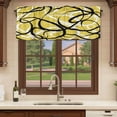 Abstract Wave Line 2 Panels Kitchen Valance, Black White Yellow ...