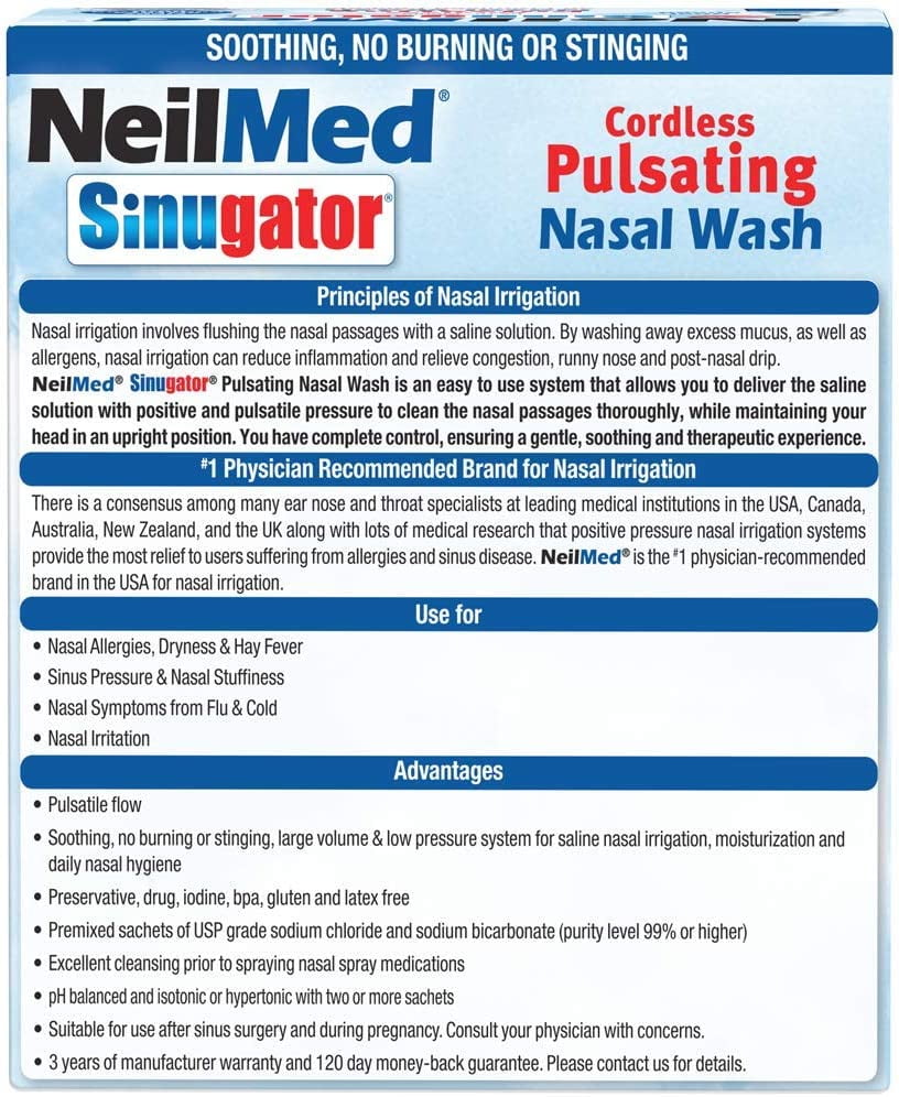 Buy NeilMed Sinugator Cordless Pulsating Nasal Wash Kit with One ...