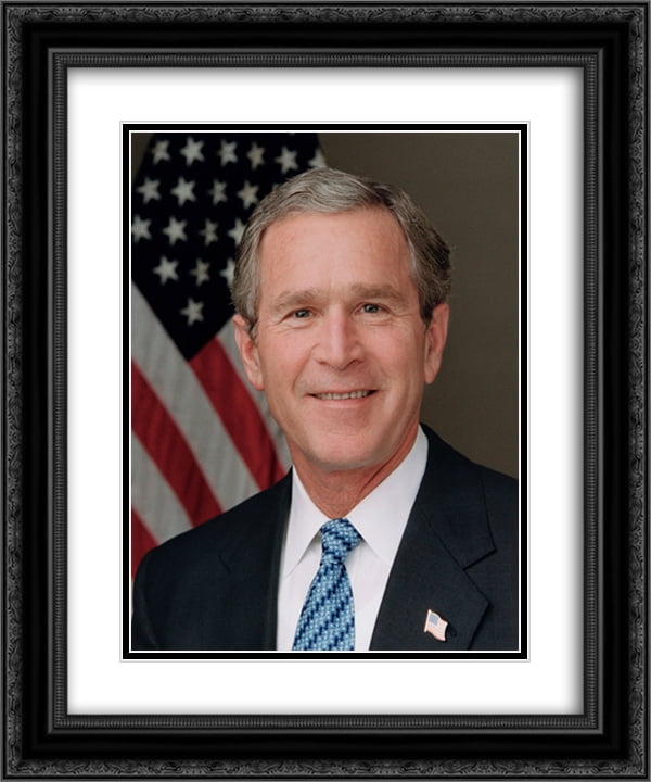 President Bush poses for his official portrait in the Roosevelt Room ...