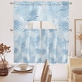 Baby Blue White Palm Leaves Swag Curtains Valance and Tier Set ...