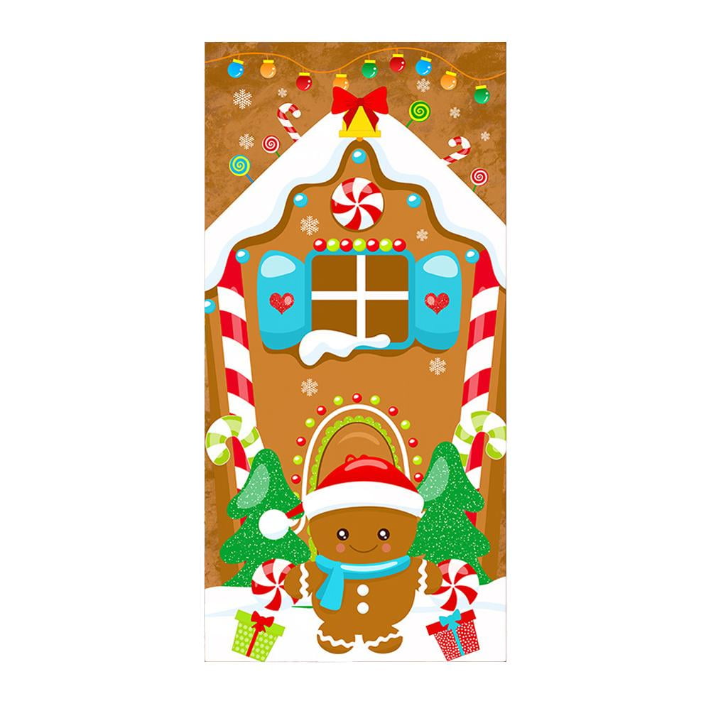 EZLIFE Cortina o pancarta para puerta con temática navideña, decoración ...