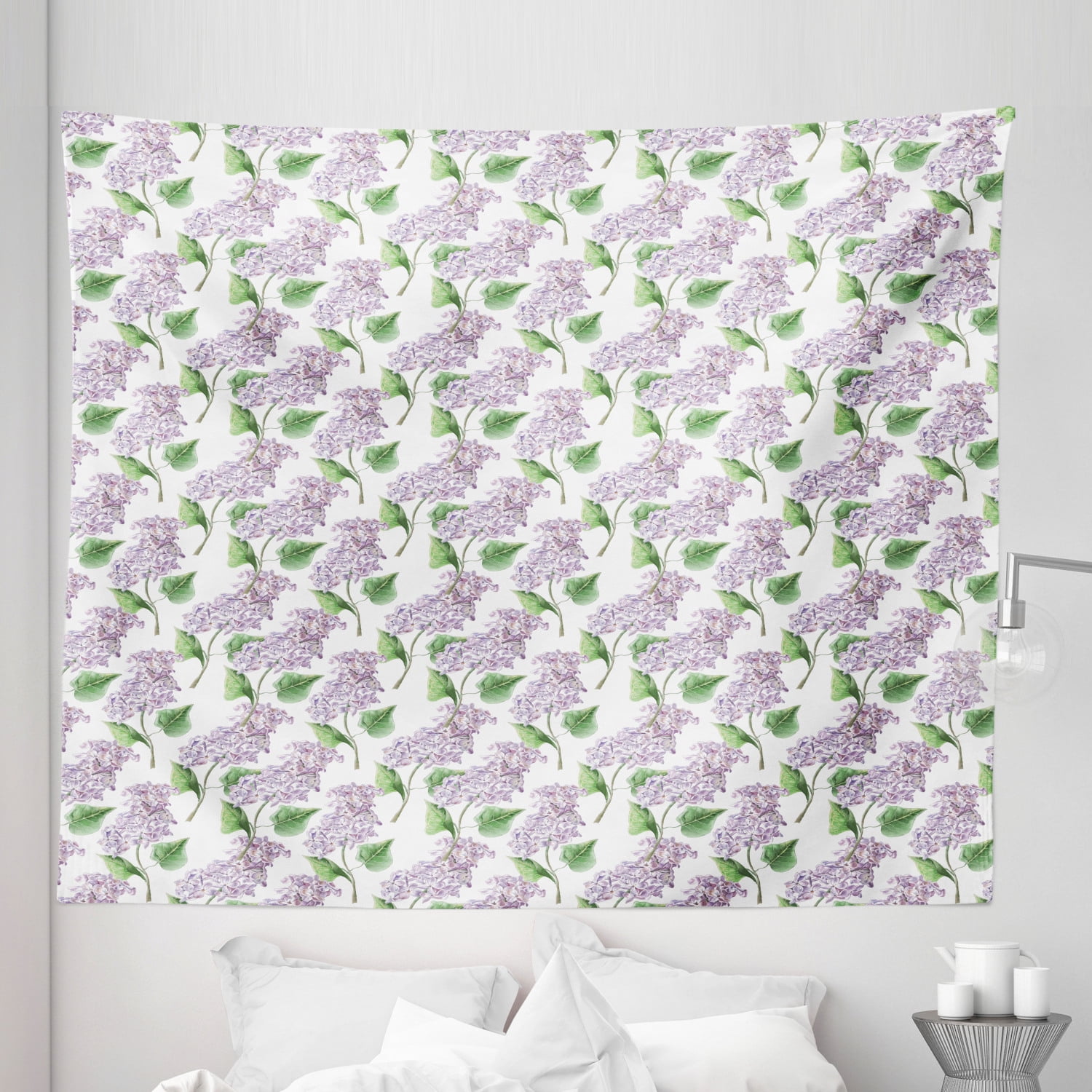 Lilac Tapestry, Watercolor Hand Drawn Style Aromatic Herbal Growth ...