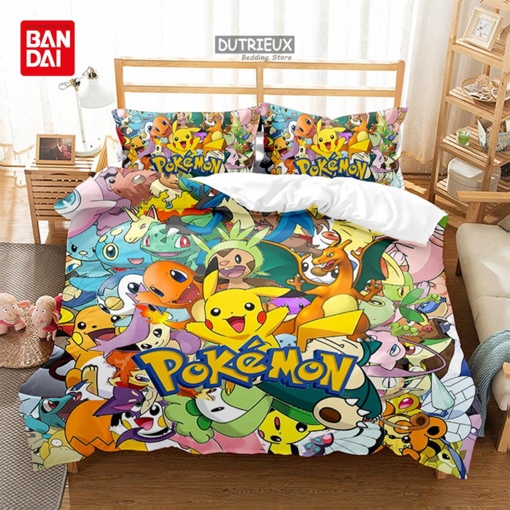 Popular Pokemon Pikachu Duvet Cover Pillowcase Bedding Set Double Twin ...