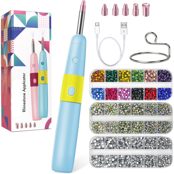 Rhinestones Applicator , 5 Tips and 3024 Pcs Rhinestones, Bedazzler Kit ...