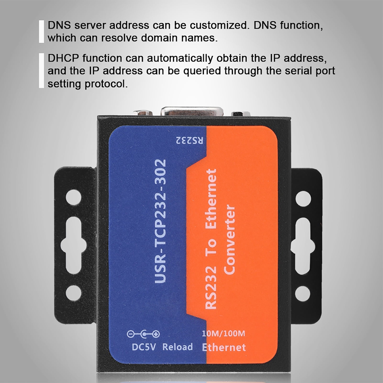 Mini Serial Server, RS232 to Ethernet TCP IP Converter with DHCP, DNS, and Virtual Serial Port ...