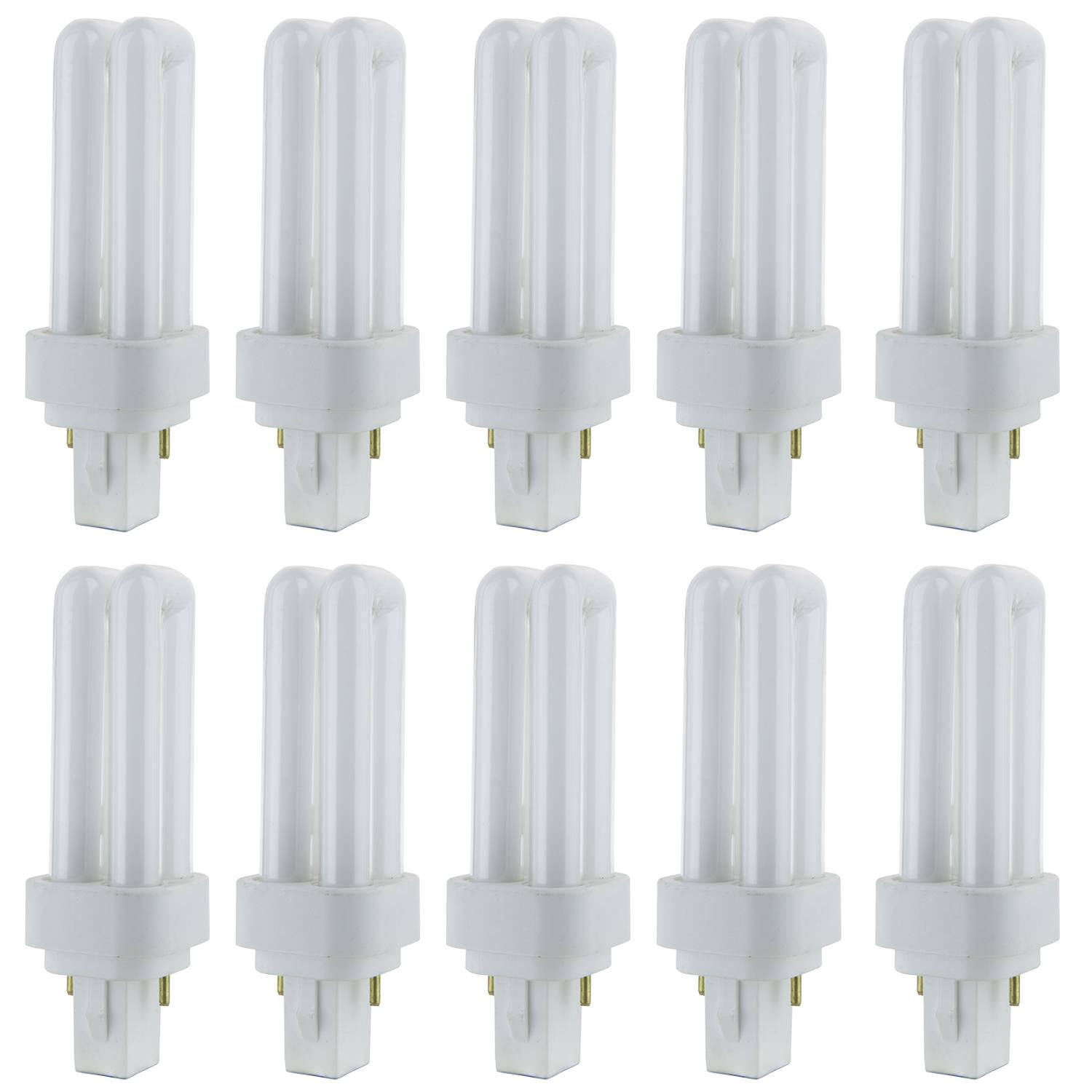 10 Pack Sunlite 9 Watt PLD 2-Pin Double U-Shaped Twin Tube, G23-2 Base, Warm White - Walmart.com