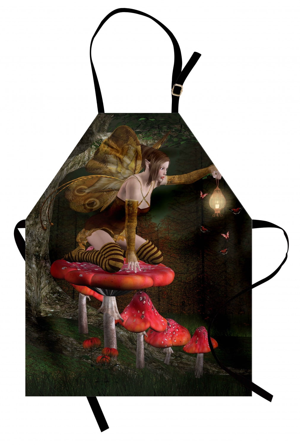 Fantasy Apron, Mythical Creature Sitting on Mushroom Beside an Oak Tree ...