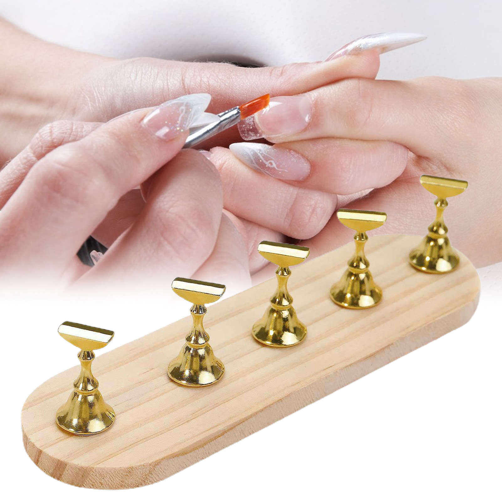 UDIYO Nail Practice Stand Magnetic Design Stable Wooden Base Detachable ...