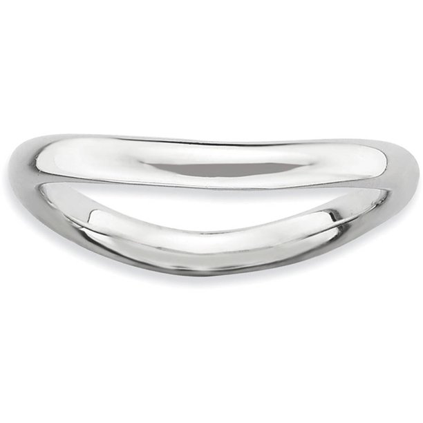 Sterling Silver Polished Rhodium-Plate Wave Ring - Walmart.com