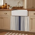 Blue Striped Cabinet Curtain, Simple Brown Linen Texture Vintage Sink ...